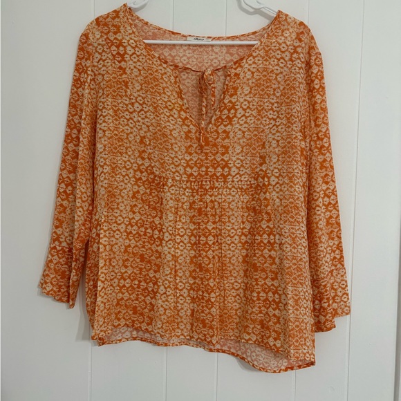 glam | Tops | Glam Orange Patterned Blouse | Poshmark